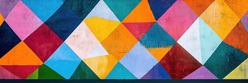 A Colorful Mural Displays Complex Triangular Patterns, Showcasing a ...