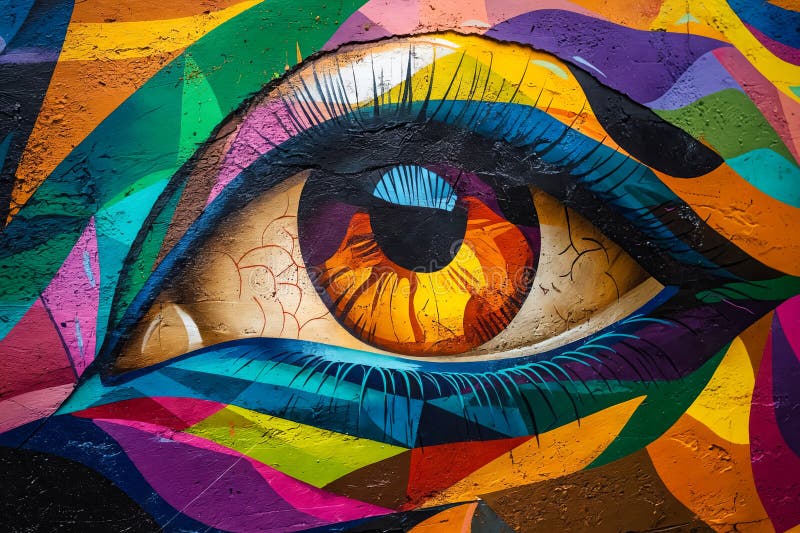 A Colorful Mural of an Eye Painted on a Wall. Generative AI Stock Image ...