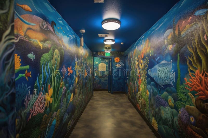 Colorful Murals with Underwater Theme, Showcasing Fish and Marine Life ...