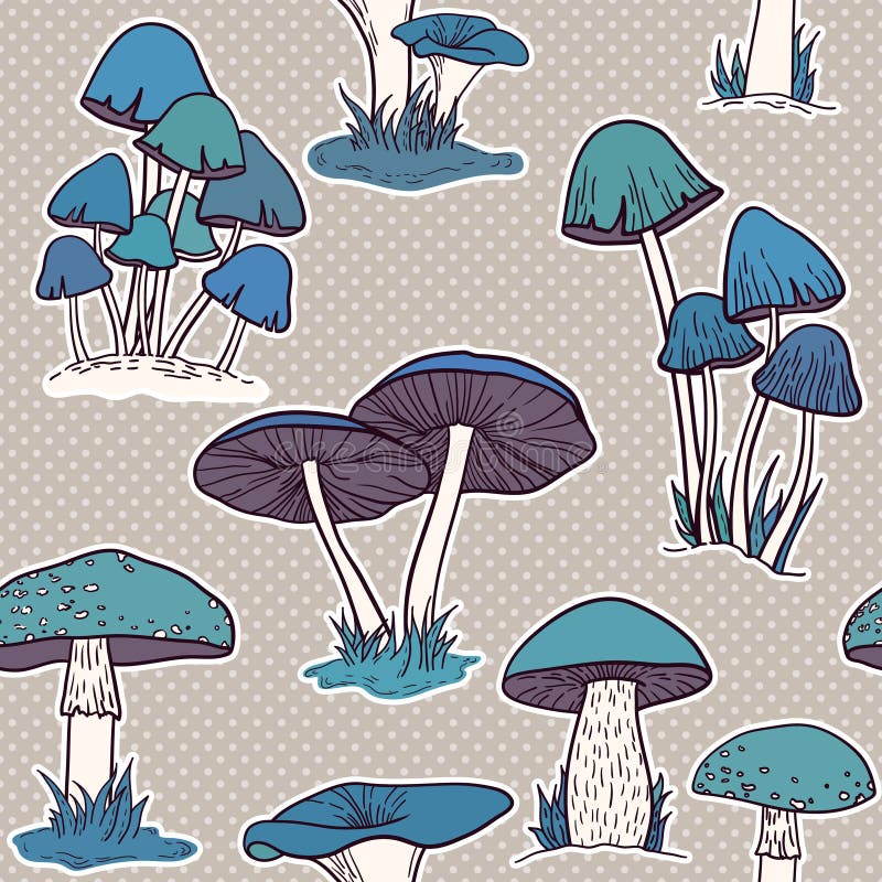 Seamless Cartoon Mushrooms Pattern Stock Illustrations – 10,553 ...