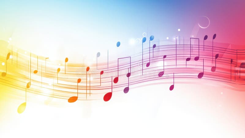 Colorful Music Abstract Rainbow Notes and Staff Illustration Stock ...