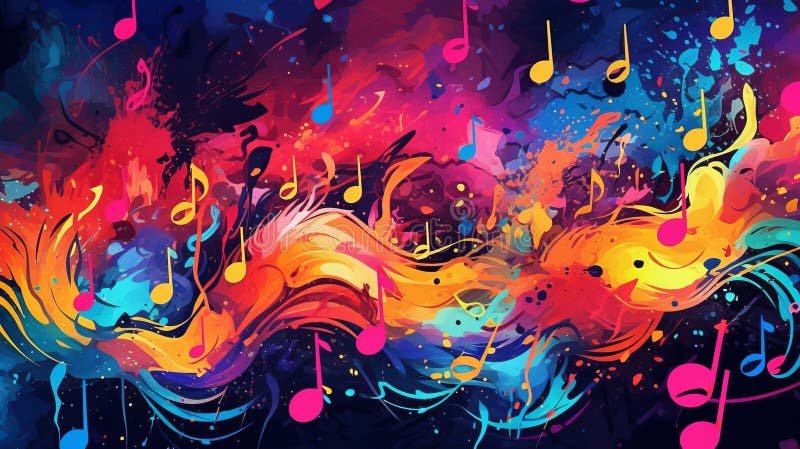 Colorful Music Background with Musical Notes. Generative AI Stock ...