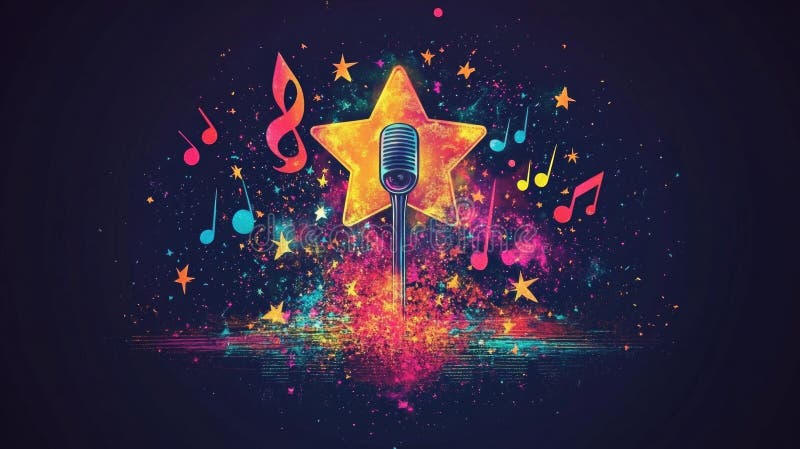 Colorful Music Explosion with Star and Microphone Stock Image - Image ...