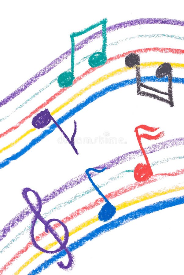 Colorful Music Notation Drawing on White Stock Photo - Image of crayon ...
