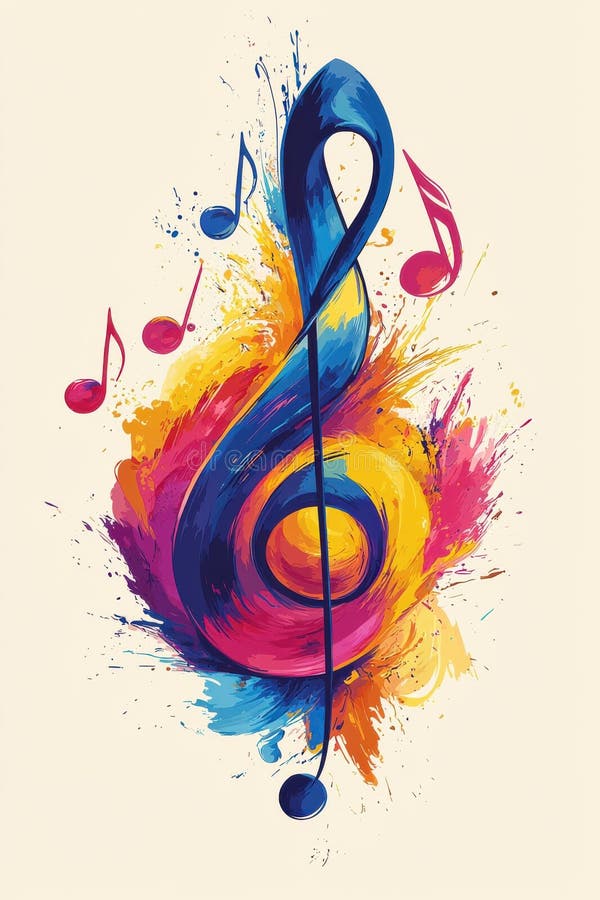 Colorful Music Note Paintbrush Strokes Vibrant Splashes Stock Photos ...