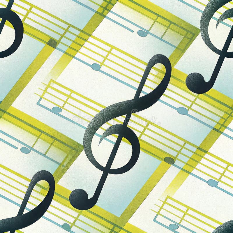 Colorful Music Note Pattern with Overlapping Sheets and Treble Clefs ...