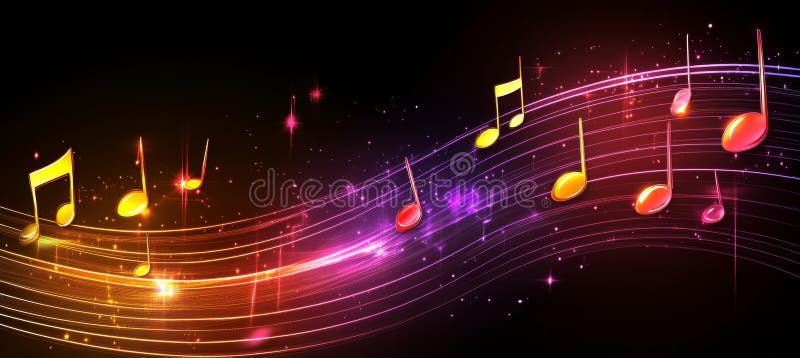 Colorful Music Notes Background, Entertainment and Arts Concept with ...
