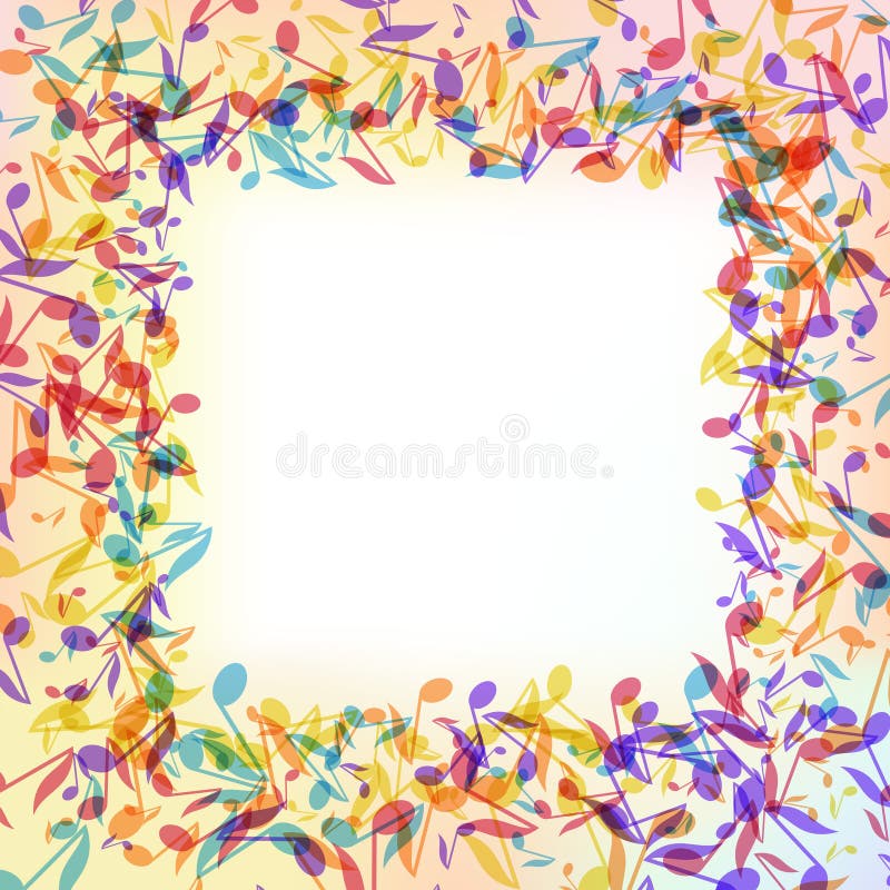 Colorful Music Notes Border Frame. Vector Illustration Background Stock ...