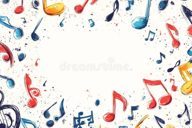 Colorful Music Notes are Creating a Frame on a White Background with ...