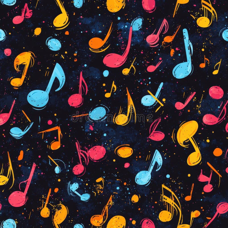 Colorful Music Notes on Dark Splattered Background Stock Photo - Image ...