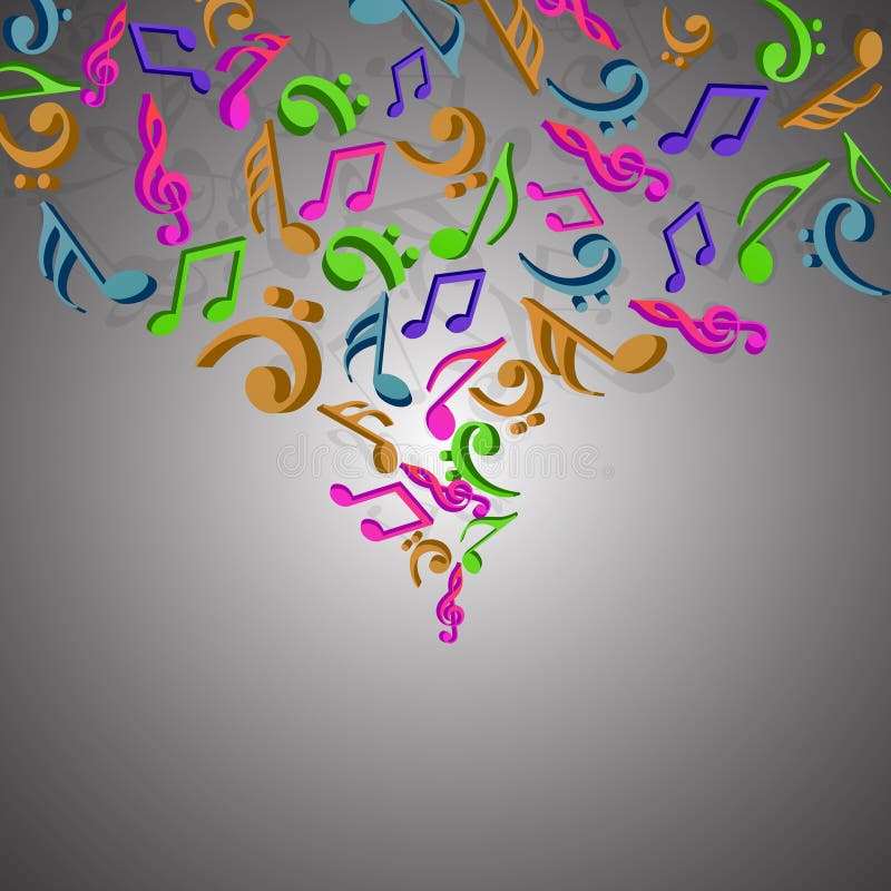 Colorful Music Notes Decorated on Glossy Grey Background and Copy Stock ...