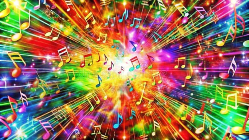 Colorful Music Notes Explode in a Burst of Light and Energy Stock Image ...