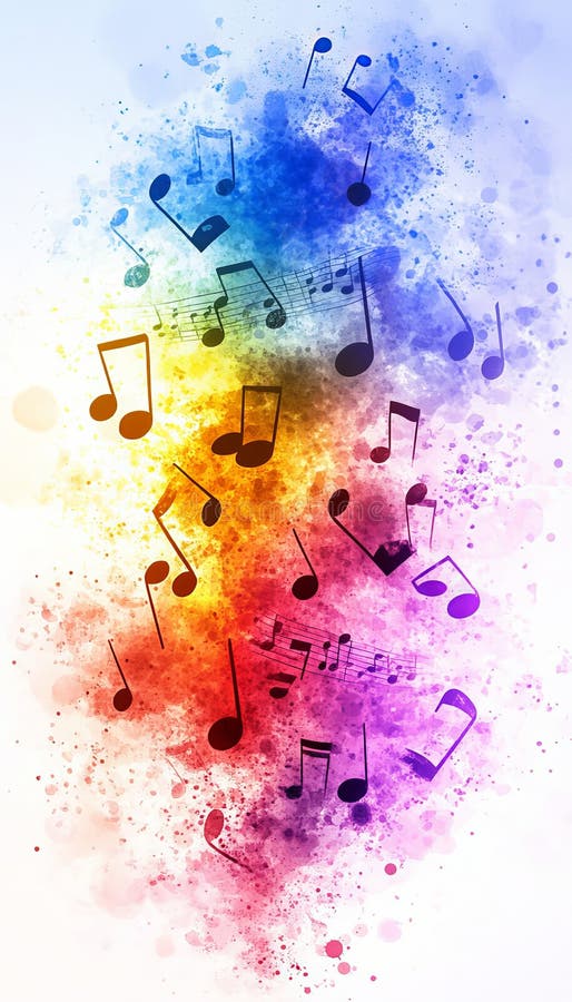 Colorful Music Notes Explosion Artistic Representation of Sound and ...