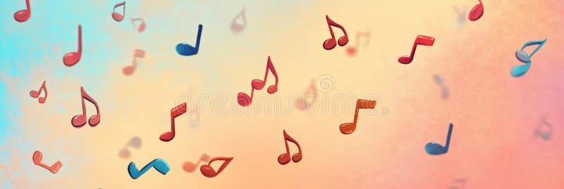 Colorful Music Notes Falling on a Vibrant Background Stock Photo ...