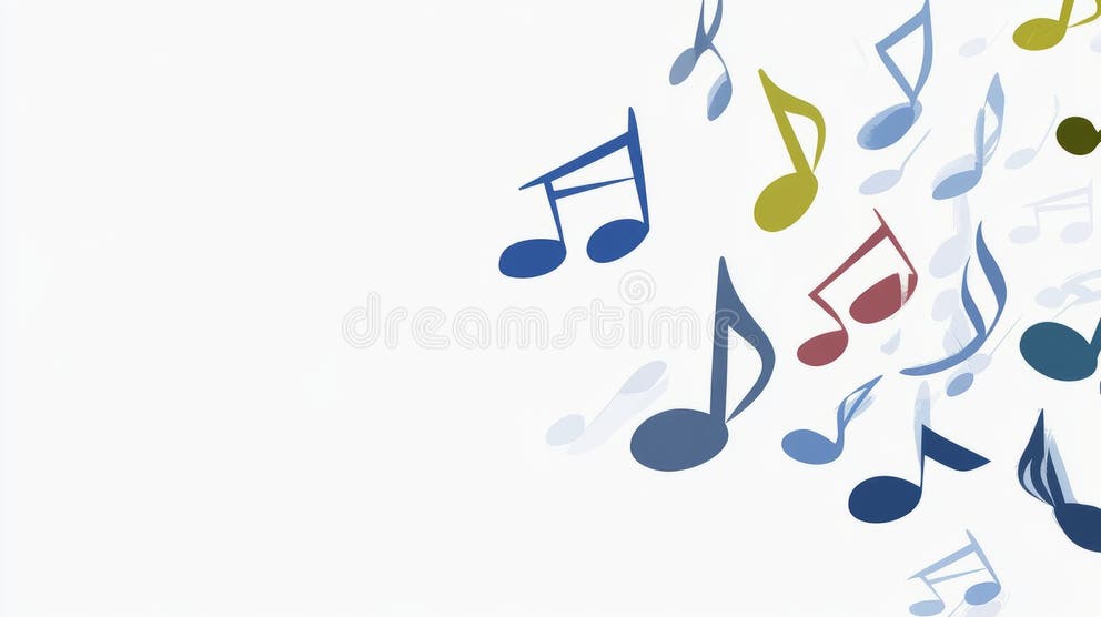 Colorful Music Notes Floating on White Background Stock Illustration ...
