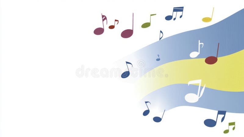 Colorful Music Notes Floating on White Background Stock Illustration ...