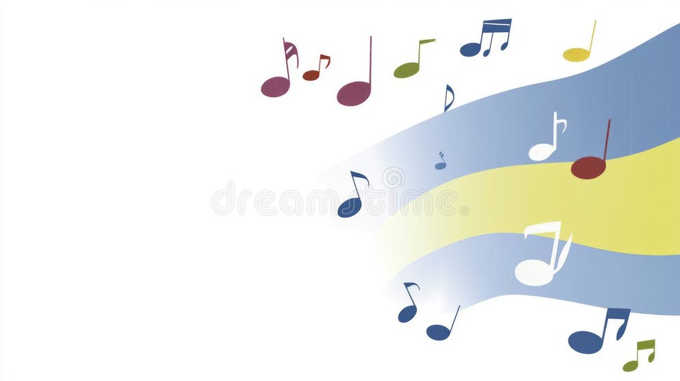 Colorful Music Notes Floating on White Background Stock Illustration ...
