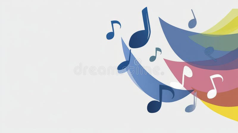 Colorful Music Notes Floating on White Background Stock Illustration ...
