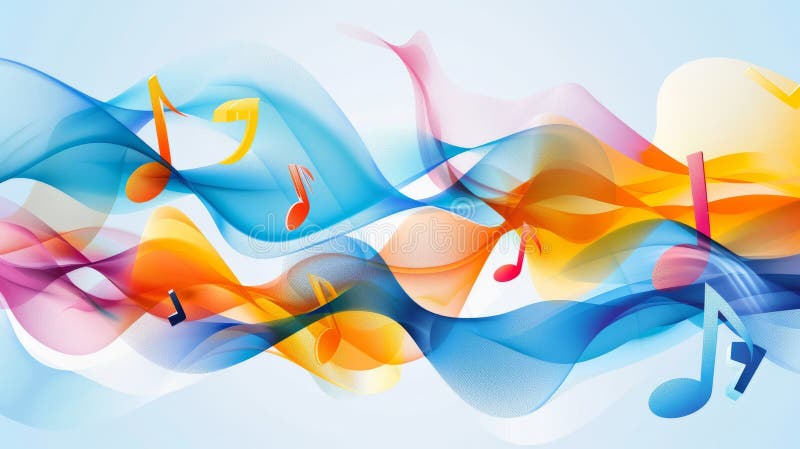 Colorful Music Notes Flowing on Abstract Background Stock Photo - Image ...