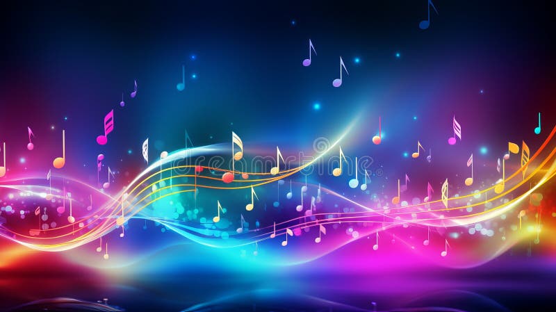 Colorful Music Notes Flowing on Abstract Background Stock Photo - Image ...