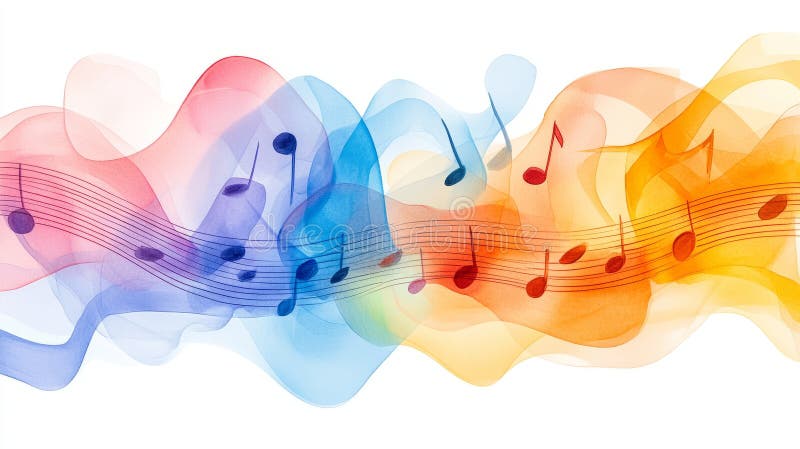 Colorful Music Notes Flowing on Abstract Background Stock Photo - Image ...