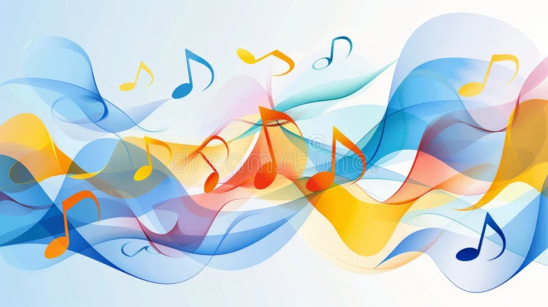 Colorful Music Notes Flowing on Abstract Background Stock Photo - Image ...