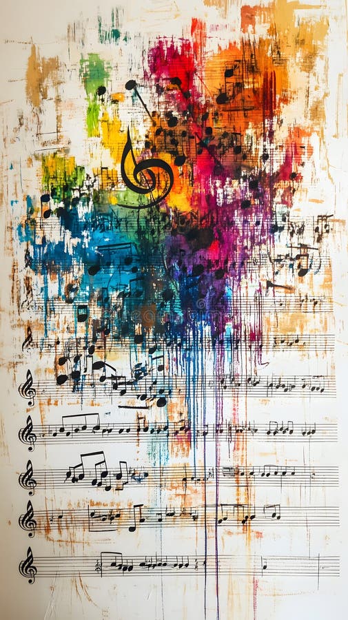 Colorful Music Notes on Music Paper Stock Illustration - Illustration ...