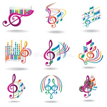 Colorful Music Notes. Set of Music Design Elements Stock Vector ...