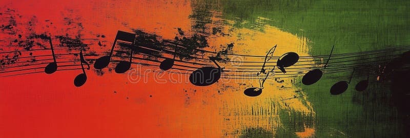 Colorful Music Notes in a Splash of Abstract Paint Stock Illustration ...