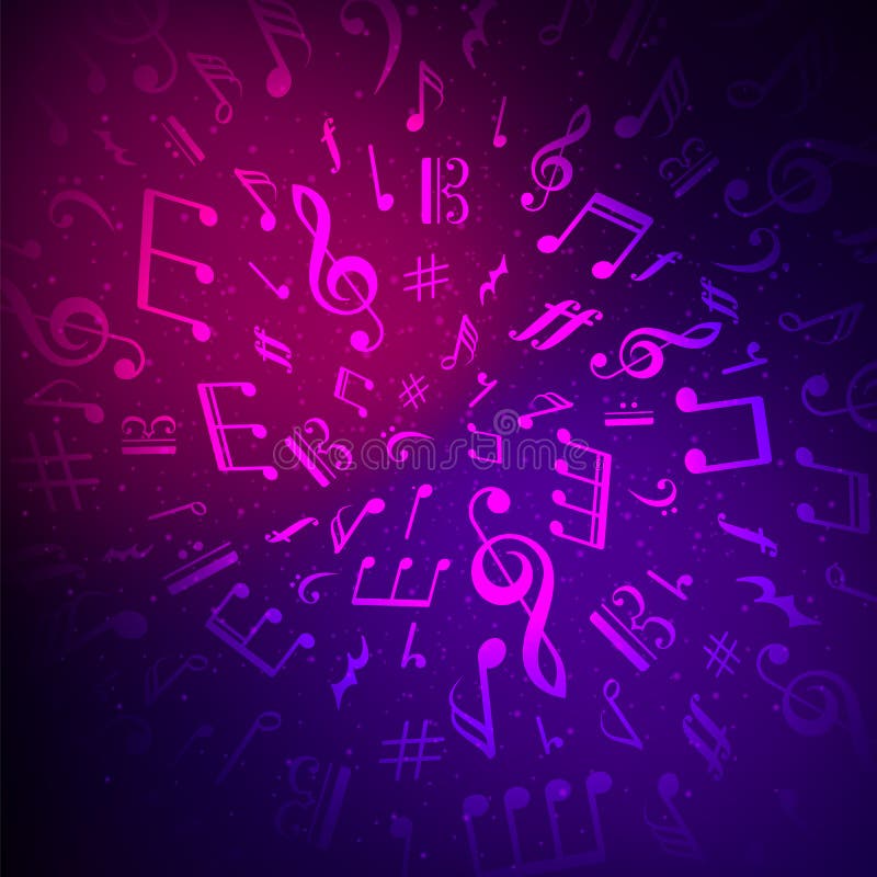 Colorful Music Notes and Symbols Background. Vector Illustration. Stock ...