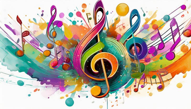 Colorful Music Notes and Toners Stock Illustration - Illustration of ...