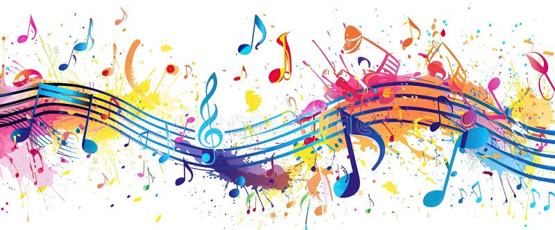 Colorful Music Notes and Treble Clef Vector Background Stock ...