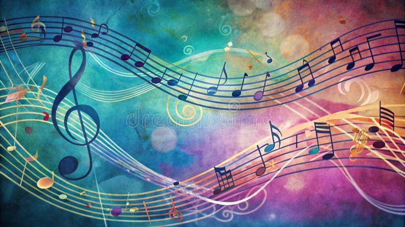 Colorful Music Notes on a Watercolor Background Stock Image - Image of ...