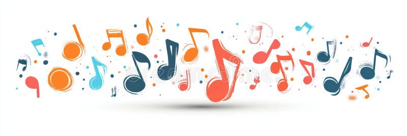 Colorful Music Notes on White. Music Note Symbols Flying, Minimalist ...