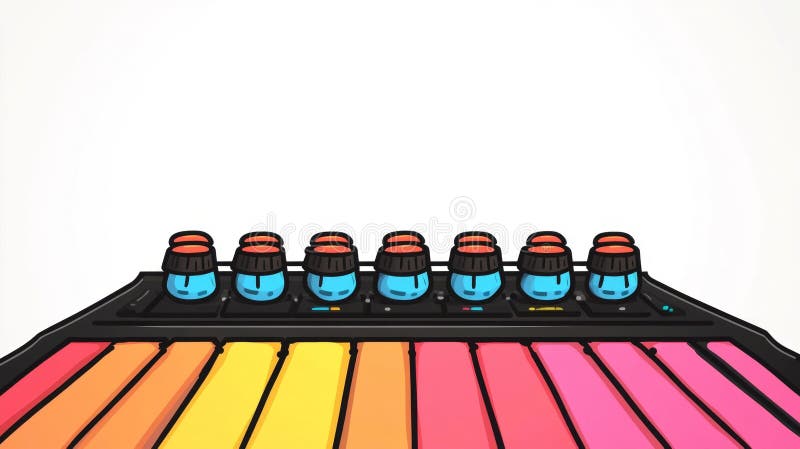 Colorful Music Production MIDI Controller on White Background Stock ...