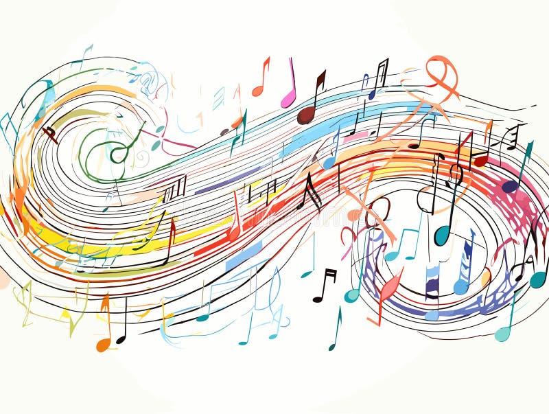 Colorful Music Sheet with Notes in Hand-drawn Style Stock Vector ...