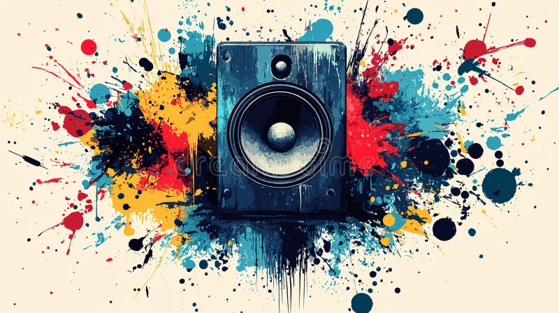 Colorful Music Speaker Abstract Paint Splatter Background Stock ...