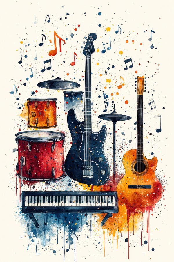 Colorful Music-themed Sticker Design Featuring Various Musical ...