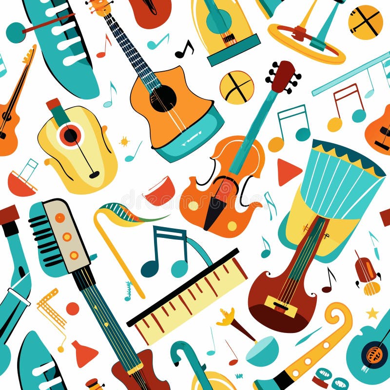 Colorful Musical Instrument Pattern Stock Illustrations – 5,354 Colorful Musical Instrument ...