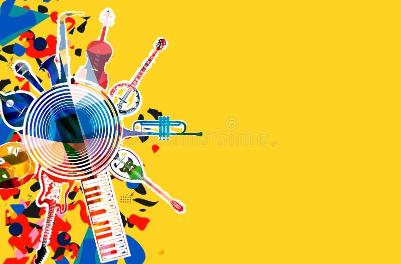 Colorful Musical Instruments Backgroundt Stock Vector - Illustration of ...