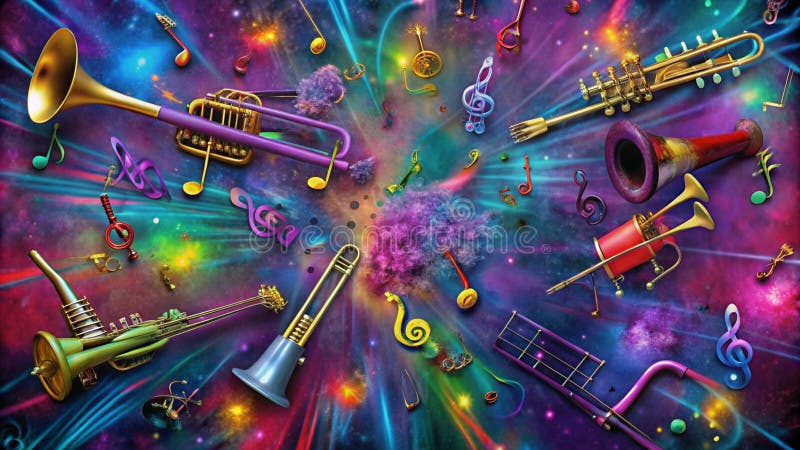 Colorful Musical Notes Abstract Cosmic Explosion Stock Photos - Free ...