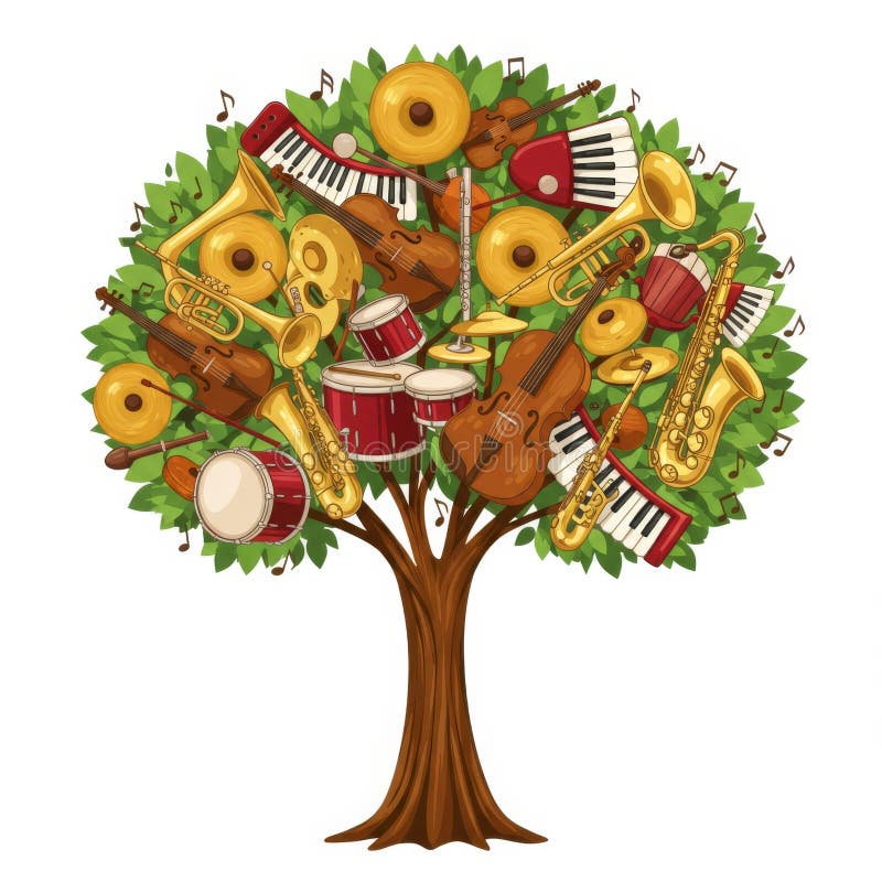 Colorful Musical Instruments Tree Illustration Stock Illustration ...