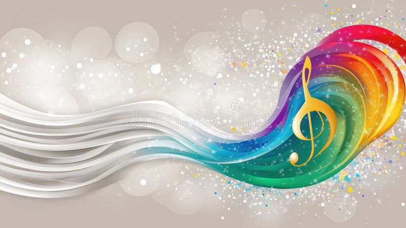 Colorful Musical Note on Abstract Swirling Waves with Sparkles Stock ...