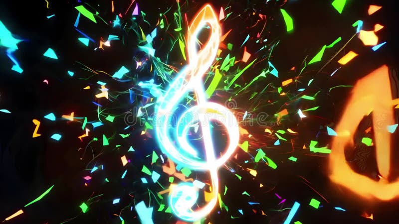 A Colorful Musical Note with a Flame on it Stock Video - Video of ...