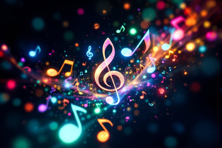 Colorful Musical Note with a Stem and a Stem with a Note on it Stock ...