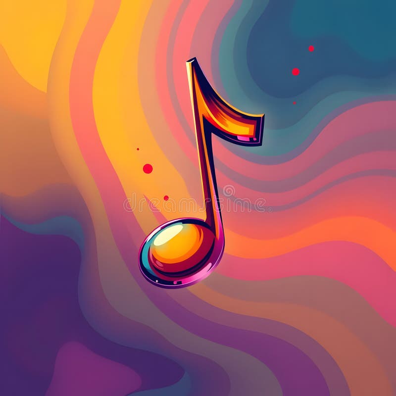 Colorful Musical Note Surrounded by Vibrant Swirling Background ...