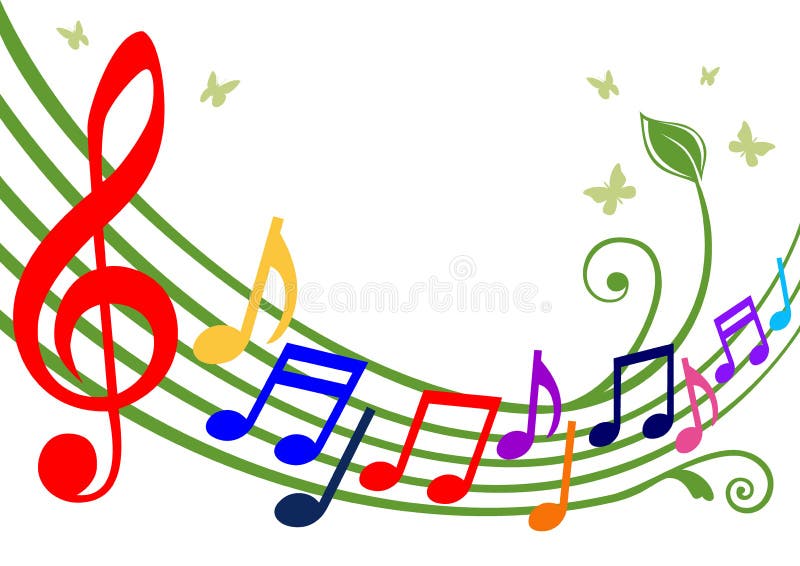 Colorful musical notes stock vector. Illustration of three - 10610204