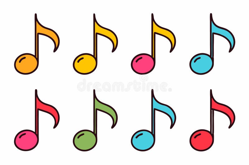 Musical Notes Different Color Stock Illustrations – 214 Musical Notes ...