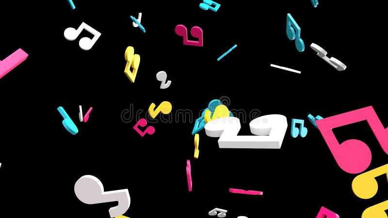 Colorful Musical Notes on Black Background. Stock Video - Video of ...