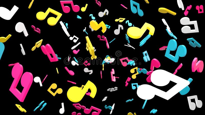 Colorful Musical Notes on Black Background. Stock Video - Video of ...